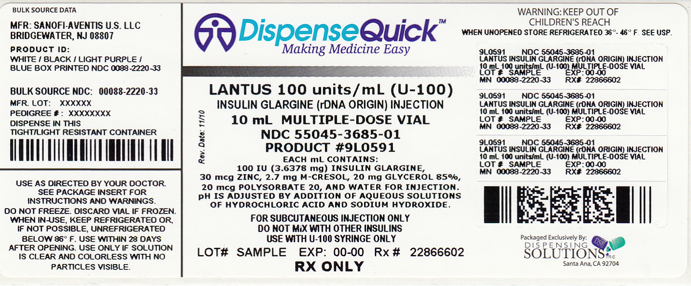 NDC 55045-3685 Lantus Label Information - Details, Usage & Precautions