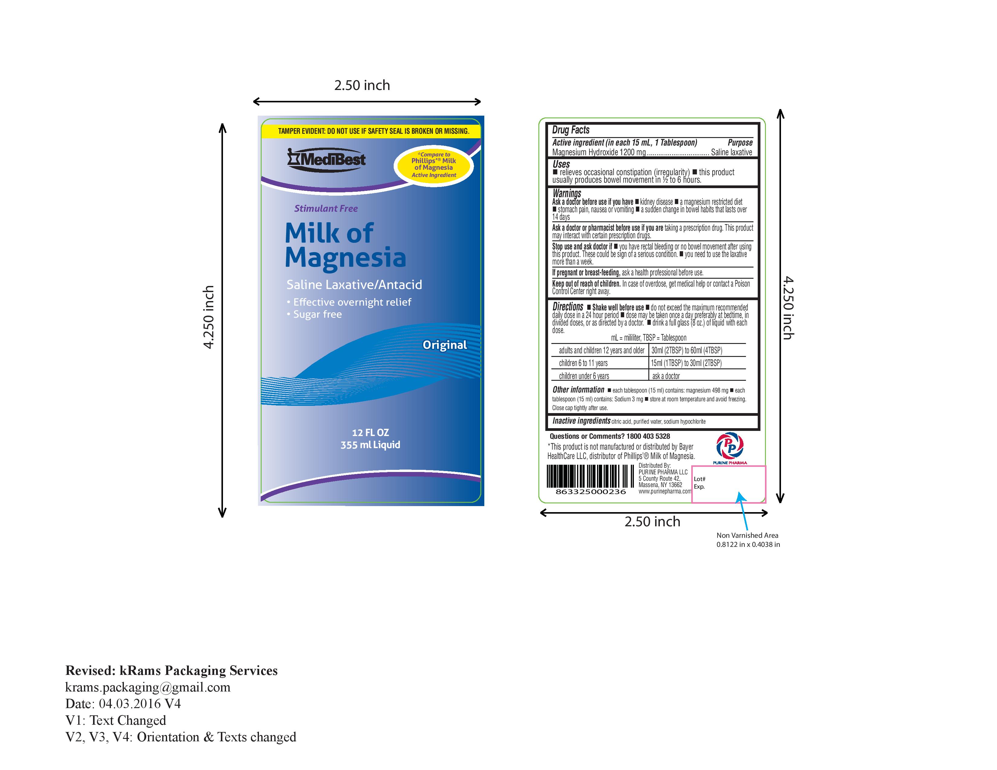 Product Images Medibest Milk Of Magnesia Photos - Packaging, Labels ...