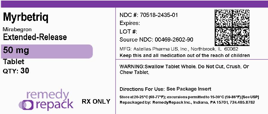 NDC 70518-2435 Myrbetriq Tablet, Film Coated, Extended Release Oral