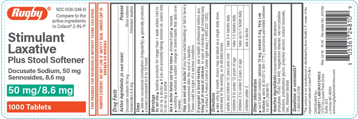 NDC 0536-1248 Stimulant Laxative Plus Stool Softener Tablet, Film ...