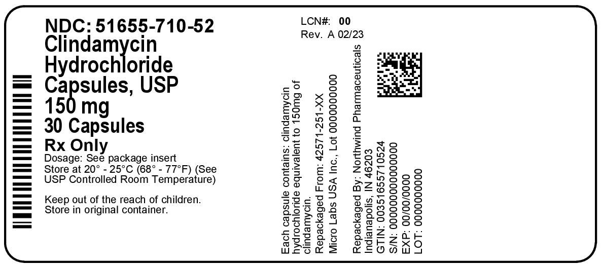 Clindamycin Hydrochloride Capsule- Images NDC51655-710