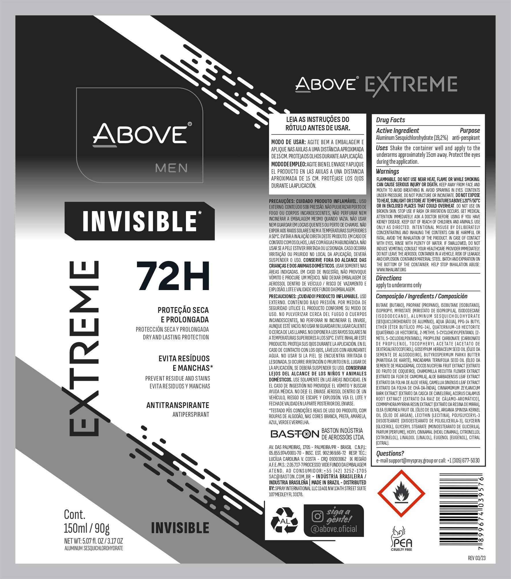 Product Images Above Extreme Invisible Men 72 Hours Photos - Packaging ...