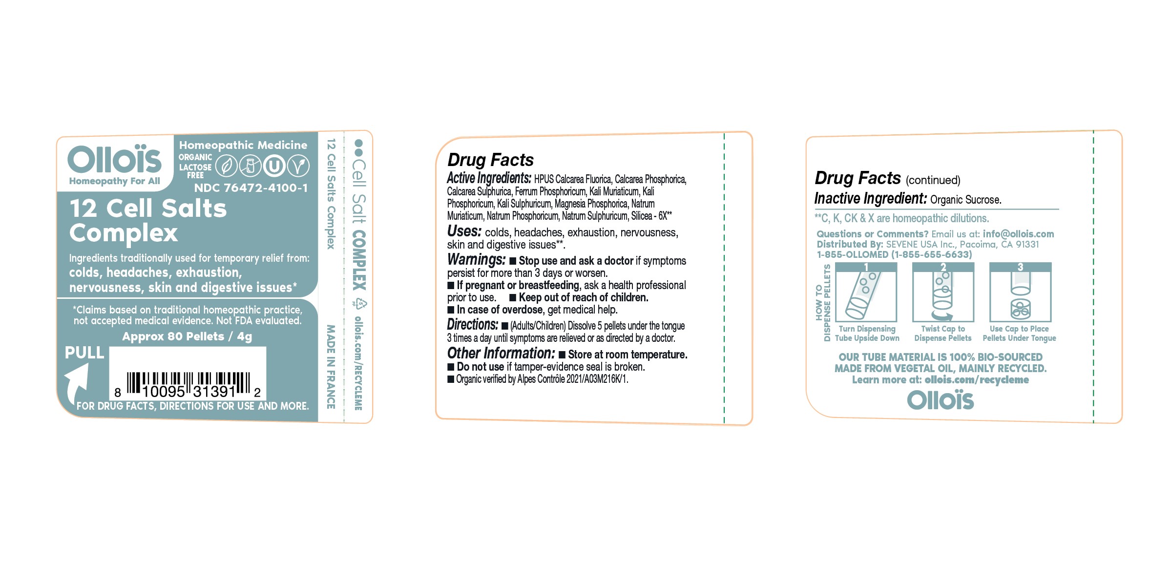 NDC 76472-4100 12 Cell Salts Complex 6X Pellet Sublingual Label ...